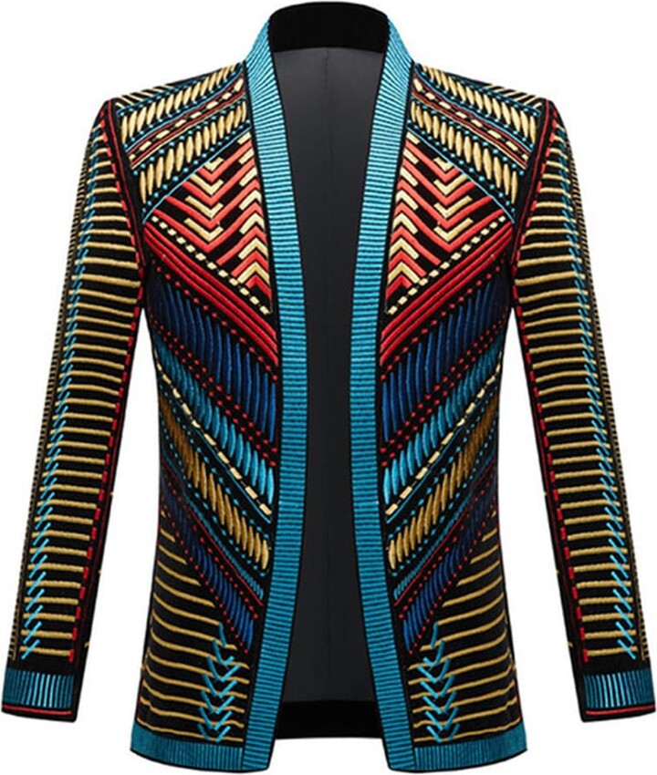 Youllyuu Men's Court Prince Uniform Embroidered Suit Jacket Double ...
