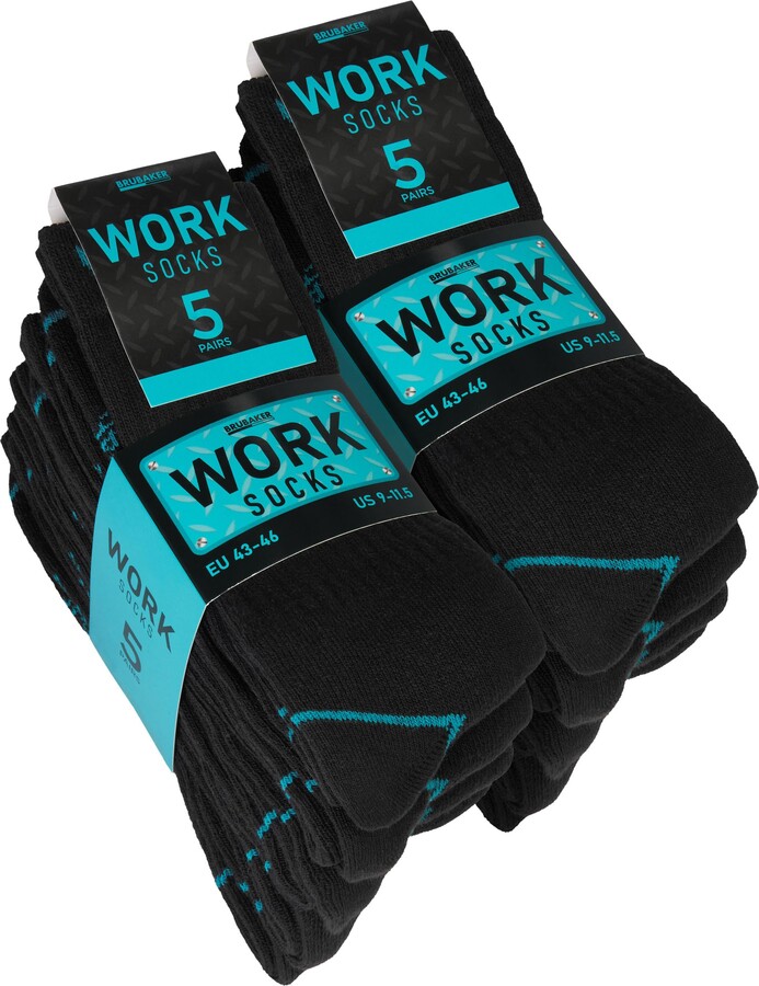 BRUBAKER 10 Pairs of Men's Work Socks - WORK Socks for Optimum Grip at ...