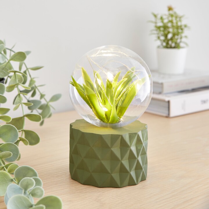 Dunelm Faux Terrarium Geometric Battery Table Lamp Green - ShopStyle