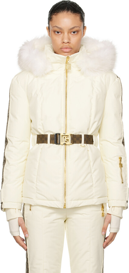 Balmain White Belted Puffer Jacket - ShopStyle