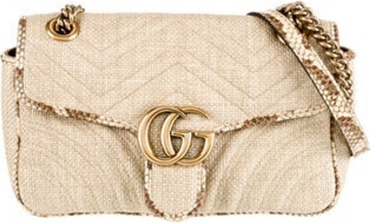 Gucci GG Marmont Small Matelassé Raffia Shoulder Bag - ShopStyle
