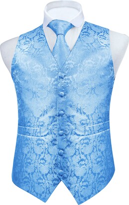 FAIMO Purple Waistcoat Mens Paisley Floral Jacquard Waistcoat with ...