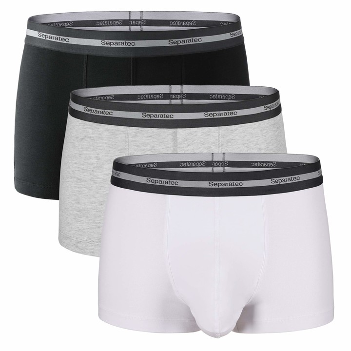 Separatec Men's Underwear 3 Pack Basic Cotton Classic Trunks with Dual ...