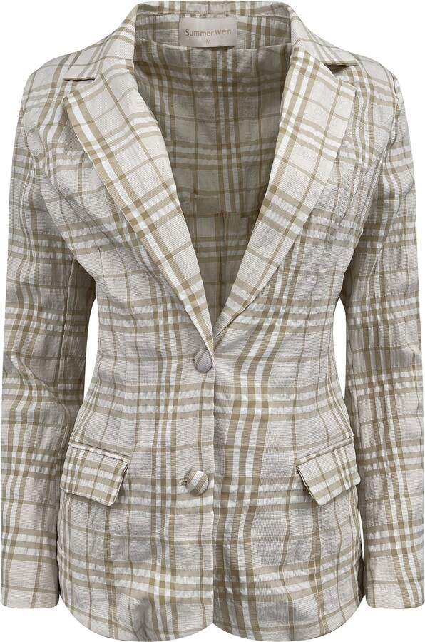 Summer Wren Cream Plaid Blazer - ShopStyle