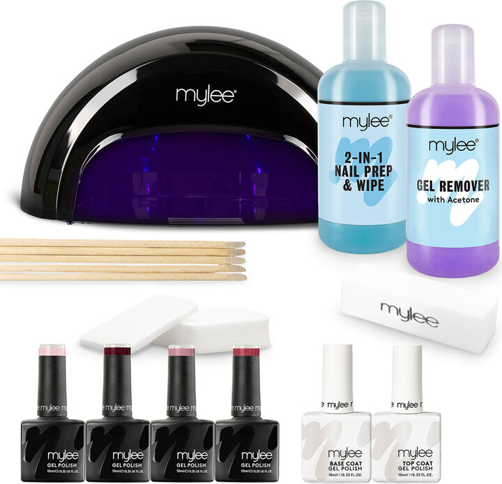 Mylee Black Convex Curing Lamp Kit with Gel Nail Polish Essentials Set ...