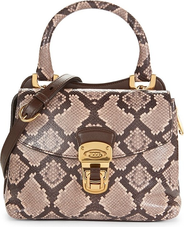 Tod's Mini Snakeskin Embossed Leather Satchel - ShopStyle