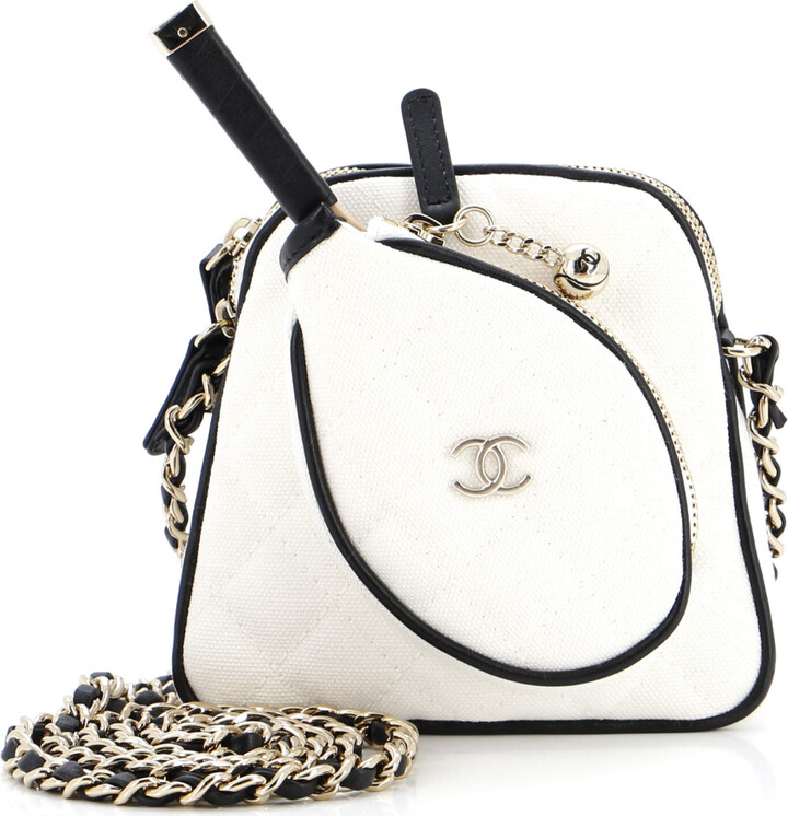 Chanel CC Tennis Racket Clutch with Chain Quilted Canvas and Leather ...
