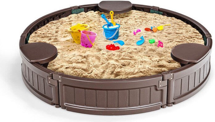 Hivvago Sandbox with Built-in Corner Seat and Cover-Brown - ShopStyle ...