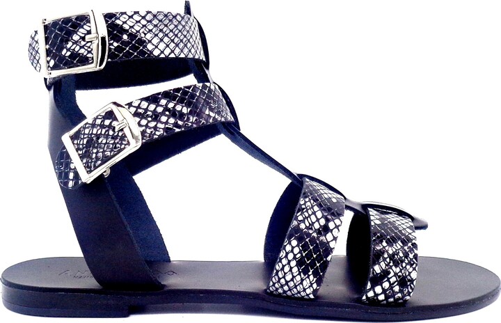 Ancientoo - Elegant Gladiator Merope Black Boa - ShopStyle Sandals