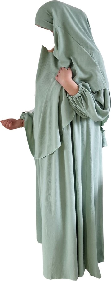 Yaqeen Abaya + Short Khimar Set Long Hijab Muslimah Scarf Jilbab Muslim ...