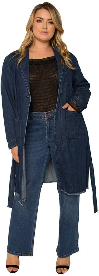 Standards & Practices Denim Robe Long Sleeves Collared Jacket - ShopStyle