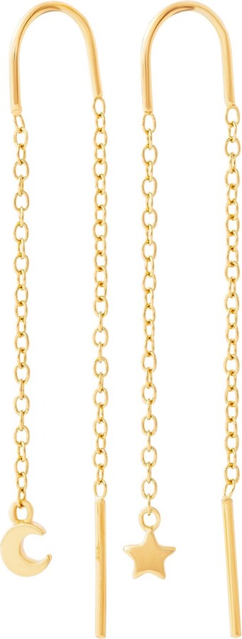Cartilage Cartel Women's Star And Moon Threader Earrings Gold - ShopStyle