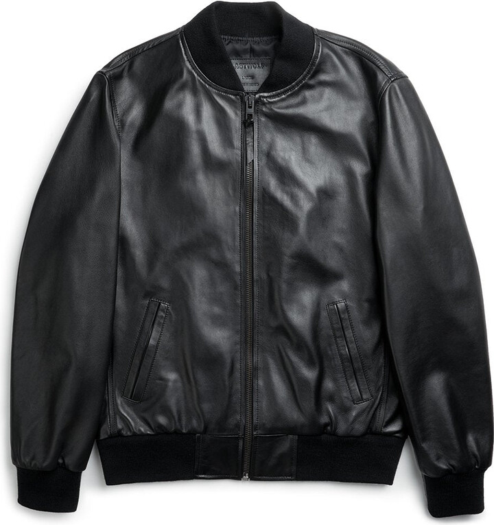 Lastwolf Men's Black Elk Bomber Leather Jacket - Black - ShopStyle