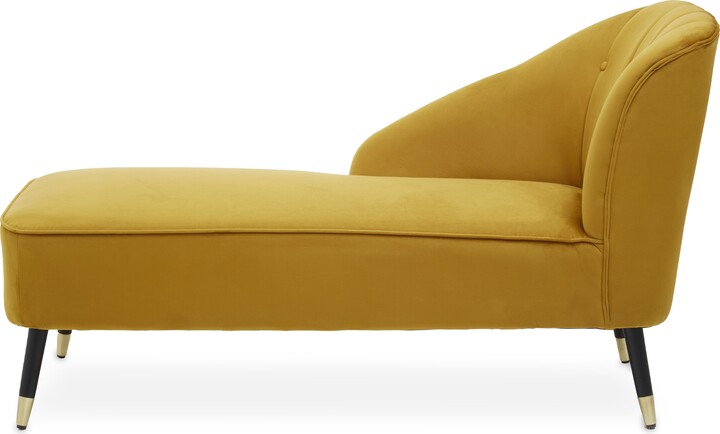 Premier Housewares Cream Velvet Chaise Lounge, Chaise Lounge Sofa for Home, Right Arm Chaise ...