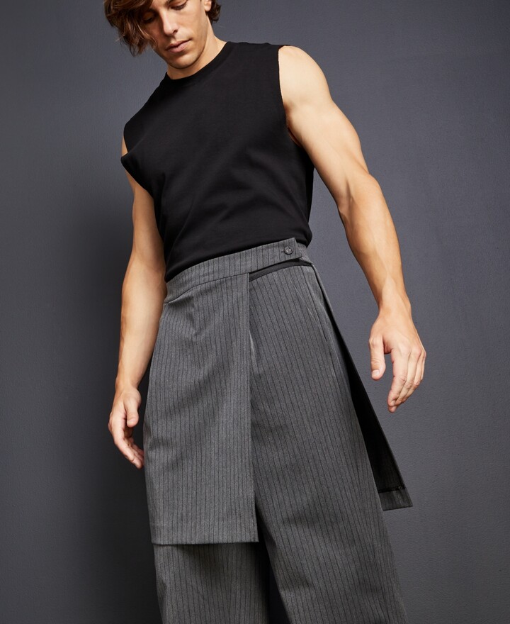 Royalty by Maluma Men's Pinstripe Wrap Skirt Suit Overlay, Created For ...