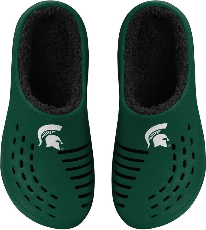 Men's FOCO Michigan State Spartans Big Logo Sherpa-Lined Clog Slippers ...