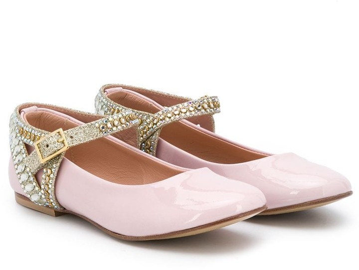 Mischka Aoki Kids Embellished Strap Ballerina Pumps - ShopStyle Girls ...