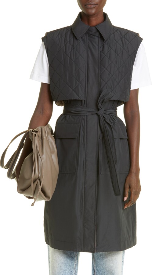 Brunello Cucinelli Quilted Overlay Taffeta Long Utility Vest - ShopStyle