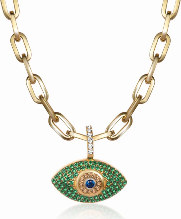 Selen Jewels Evil Eye Pendant Gold Paperclip Necklace - ShopStyle