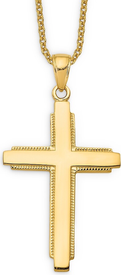 Bloomingdale's Fine Collection Men's Edged Cross Pendant Necklace in ...