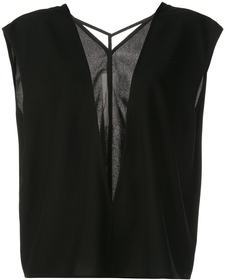 Rick Owens Sheer Front Panel Blouse - ShopStyle Tops