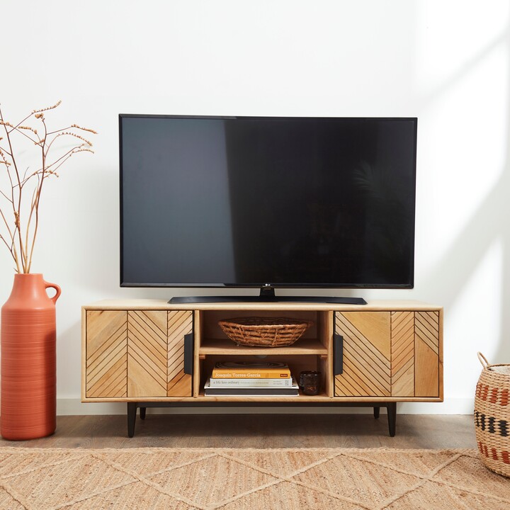 Dunelm Edra Wide TV Unit, Mango Wood for TVs up to 55" Natural - ShopStyle