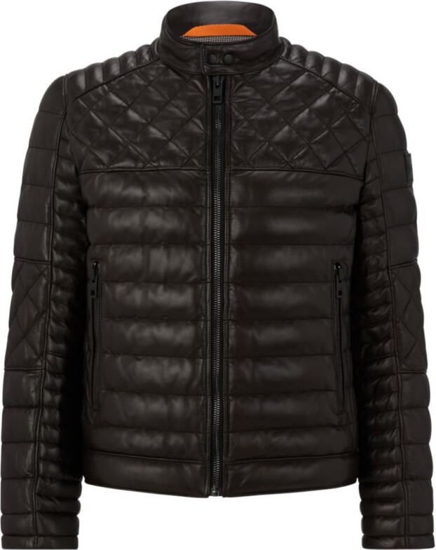 HUGO BOSS Nappa leather jacket with stand collar - ShopStyle