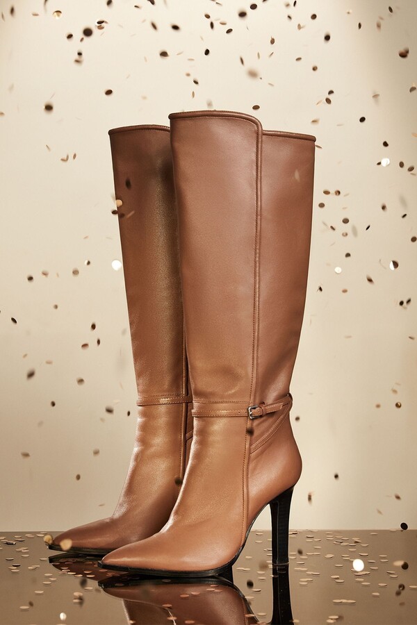 Reiss Ada Knee High Leather Boots - ShopStyle