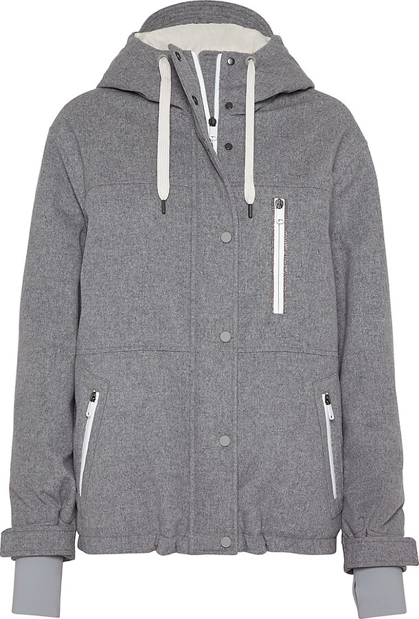 Brunello Cucinelli Bonded Wool Flannel Hooded Mountain Jacket - ShopStyle