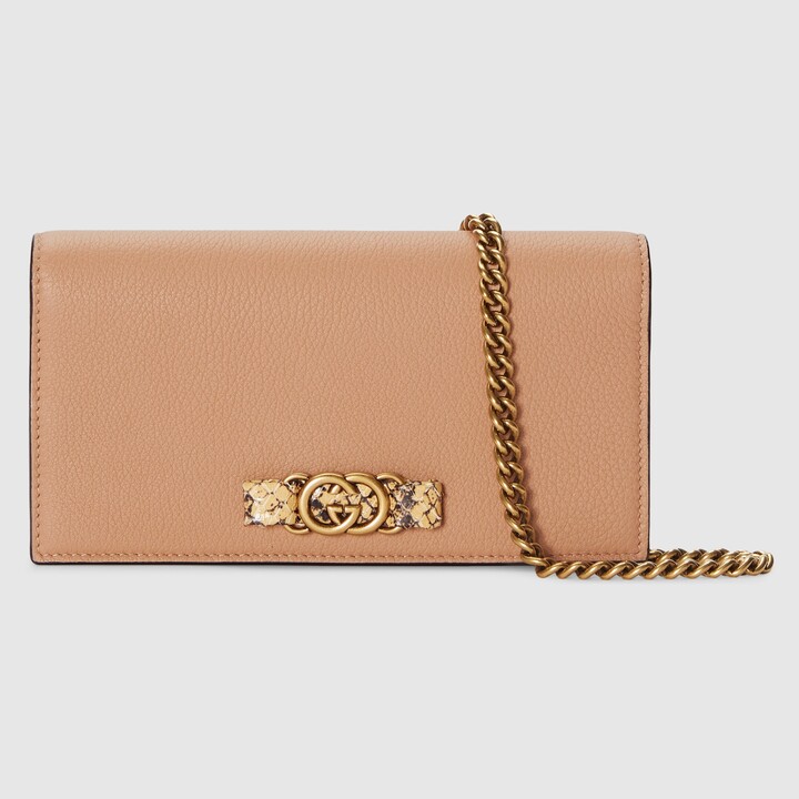 Gucci Chain wallet with Interlocking G python bow - ShopStyle