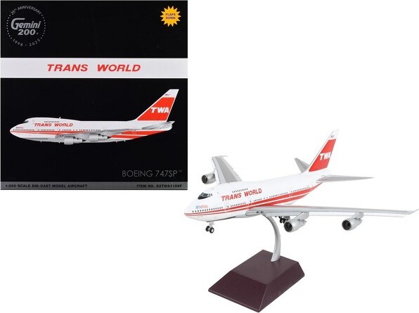 Boeing 747SP Commercial Aircraft with Flaps Down "TWA" White with Red ...
