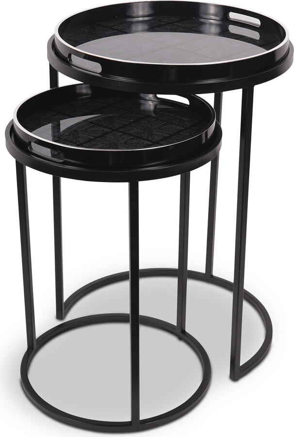 Libra Interiors Squares Pattern Set Of 2 Side Tray Tables - ShopStyle