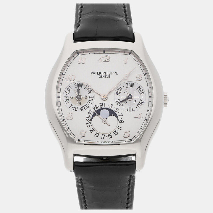 Patek Philippe Silver 18k White Gold Complications Automatic Men's ...