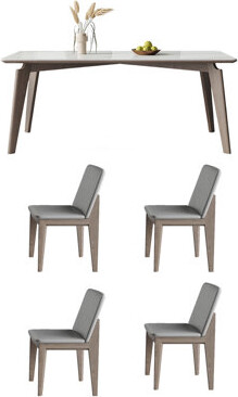 A Bestiary Living Elegant Oak Sintered Stone Table and Chair Set ...