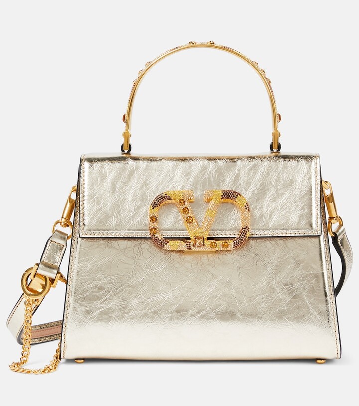 Valentino Garavani VSling Micro metallic leather tote bag - ShopStyle