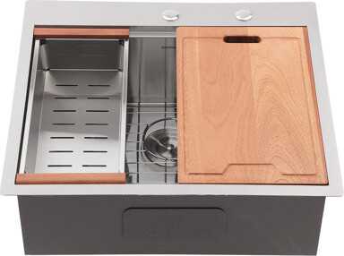 Kichae 25" L x 22" W Drop-in Kitchen Sink with Basket Strainer - ShopStyle