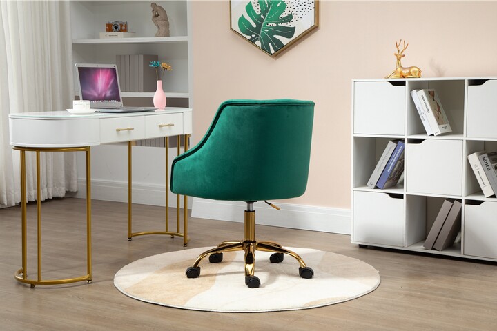 LELATTRADE Office Desk Chair with Mid-Back with Velvet Fabric, Modern ...