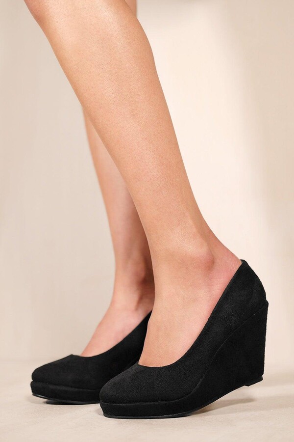 Where's That From 'Luisa' Platform Wedge Heel Court Shoes - Black ...