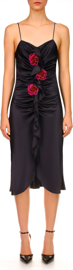 Rodarte Silk Satin Dress with Roses - ShopStyle