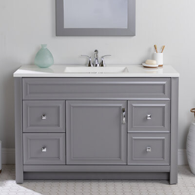 Spring Mill Cabinets Nimay 48.5'' Single Bathroom Vanity with Cultured ...