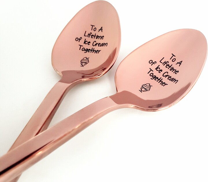 Etsy Ice Cream Lovers Gift - Choose Rose Gold Or Yellow Couples Spoon ...