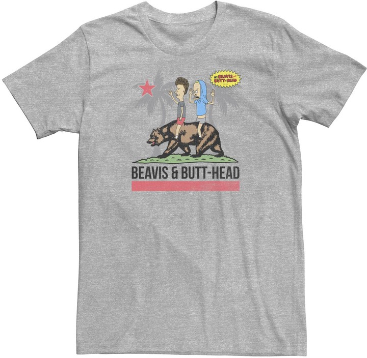 Licensed Character Men's Beavis And Butthead Bear California Flag Tee ...