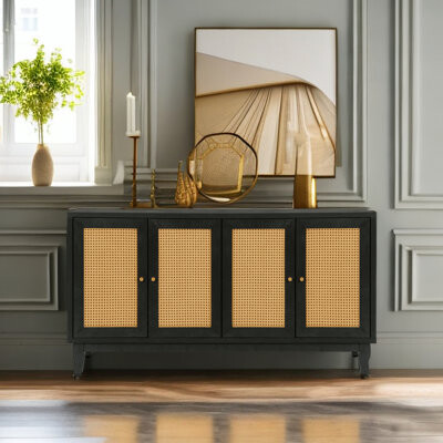 Bay Isle Home Alvern Accent Storage Cabinet With 4 Rattan Doors ...