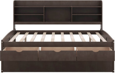 Union Rustic Iviana Full Size Wooden Captain Bed with Built-in ...