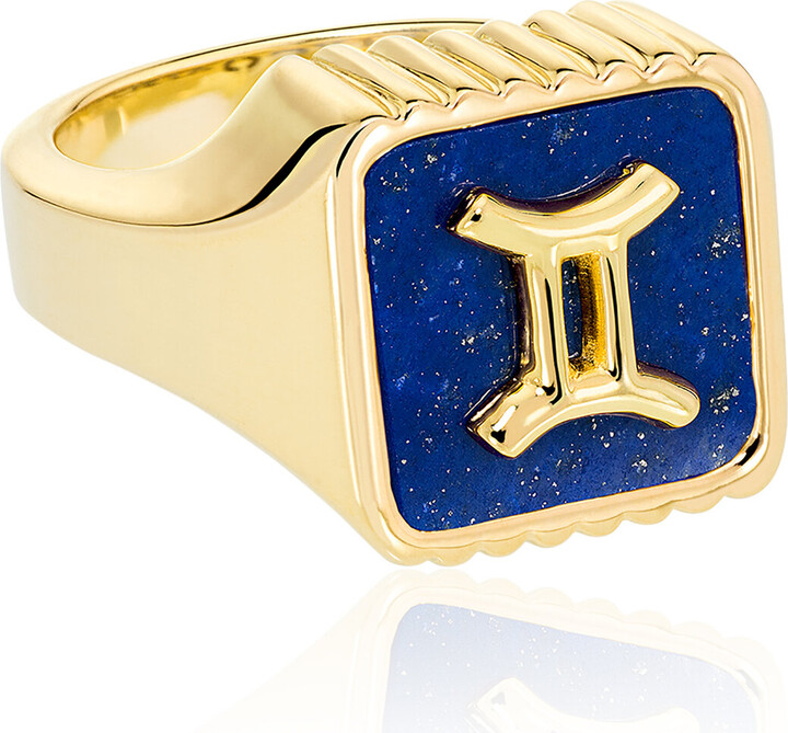 Sauer 18k Yellow Gold Gemini Ring with Lapis Lazuli - ShopStyle