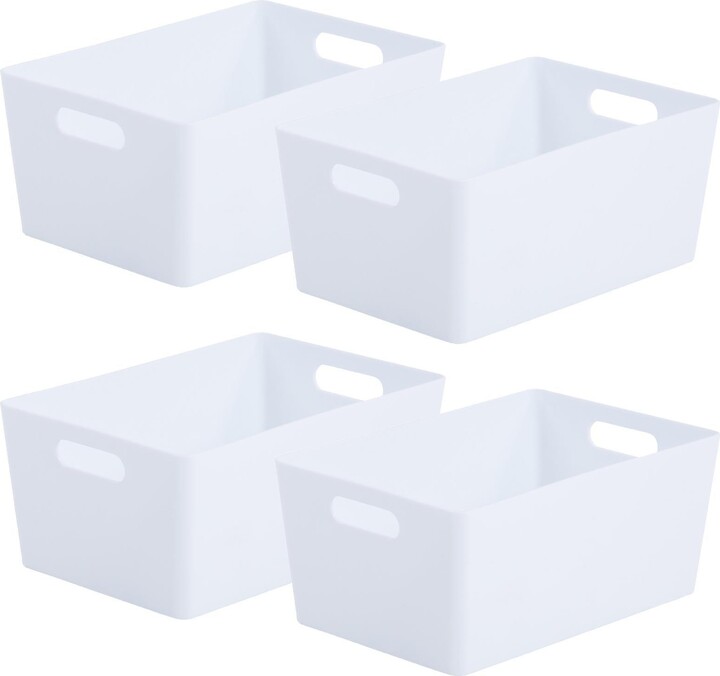 Wham Plastic 4 x 11.5L Storage Container Tub Clothing Organiser Office ...