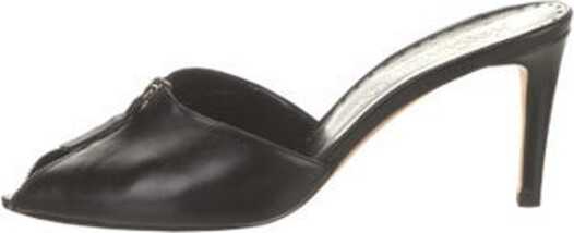 Saint Laurent Leather Slides - ShopStyle