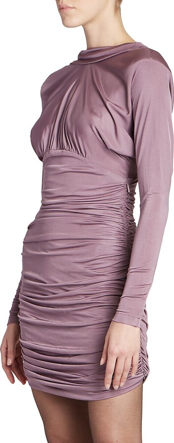 Saint Laurent Long-sleeve Mini-dress In Shiny Jersey - ShopStyle