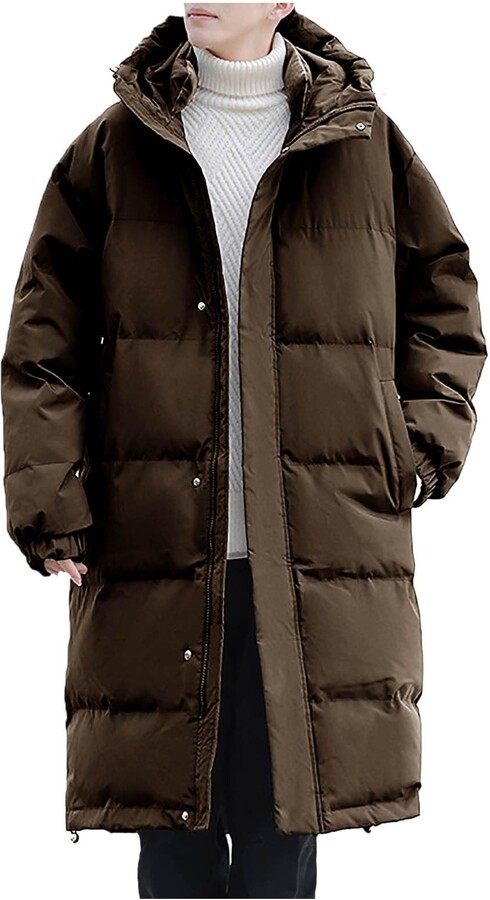 XBlave Down Coat Men's Long Winter Jacket Warm Puffer Jacket Quilted ...