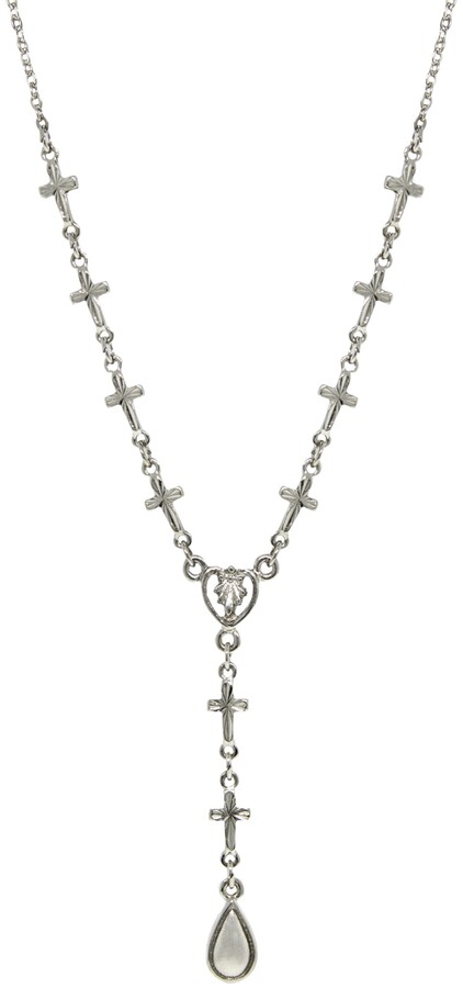 Symbols Of Faith Silver-Tone Cross Chain Y-Necklace - ShopStyle Necklaces